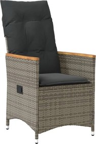 3dílný bistro set s poduškami šedý polyratan 3276843