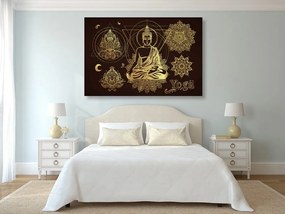 Obraz zlatý meditující Budha - 60x40 cm