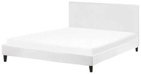 Čalouněná sametová postel bíla 180 x 200 cm FITOU  Beliani