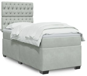 Box spring postel s matrací světle šedá 90x190 cm samet 3290792