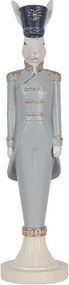 Dekorace figurka bílý králík v modrém obleku - 9*9*35 cm