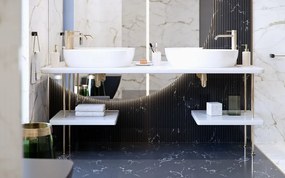 BISK Erga Madison, toaletní WC kartáč na postavení, bílá-zlatý vzor, ​​ERG-08145