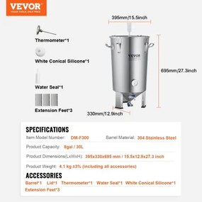Nerezová konvice 1153,8 l pivní pivovarský fermentor