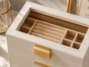 Šperkovnice ELEGANT CASE 25,1x21,5x15,3 cm z eko kůže, béžová