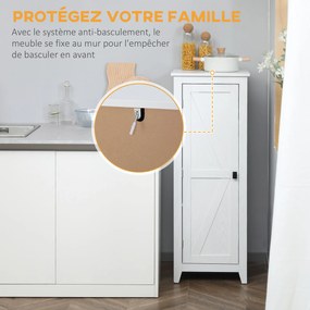 HOMCOM Skříňka Skladovací Buffet pro Kuchyni, Úložný Kousek do Koupelny, Klasický Styl s 3 Nastavitelnými Policemi - Výška 120 cm v Bílé Dřevě | Aosom