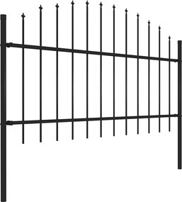 Zahradní plot s kopím nahoře ocelový 671 x 125 cm černý 277724
