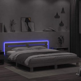 Rám postele s čelem a LED osvětlením šedý sonoma 160 x 200 cm 3207537