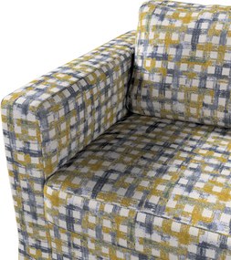 Potah na pohovku IKEA  Karlstad 3-místná, nerozkládací, dlouhý barva modrá látka pletený vzor, vzorované