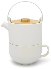 Bredemeijer Sada Umea Tea for one, bílá s bambusovým víkem (0,5l)
