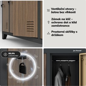 Šatní skříň 10-dveřová, antracit/ořech, 1360x1720x450 mm: BARTEK Eco Design