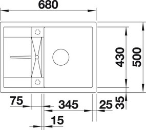 Granitový dřez Blanco METRA 45 S Compact antracit s excentrem 519572