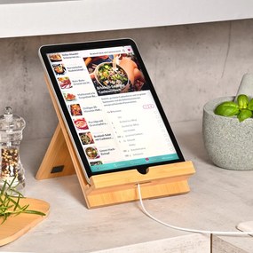 Kesper Kuchyňský držák na tablet a kuchařky, bambusový stojan