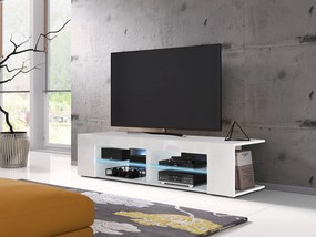 Moderní TV stolek Setto 180, bílý + LED