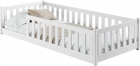 Dětská Montessori postel z masivu borovice BETTY - 160x80 cm - BÍLÁ