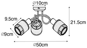 Designové stropní svítidlo černé se zlatem 3-světlo - Noud