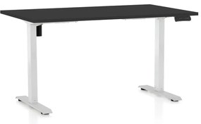 Výškově nastavitelný stůl OfficeTech B, 120 x 80 cm, bílá podnož, černá