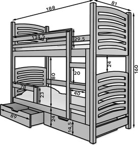 ADRK Furniture Patrová postel pro dvě osoby s matracemi OSUNA