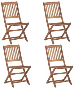 Skládací zahradní židle s poduškami 4 ks masivní akáciové dřevo,  3064671