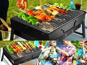 Verk Group Cestovní gril přenosný skládací kufr na dřevěné uhlí kempování bbq