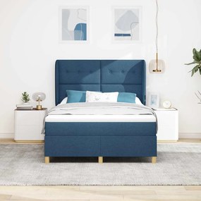 Postel s boxspringem s čelo Modrá 200 x 140 cm textil 3340759