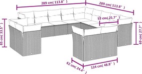 13dílný zahradní sedací souprava s poduškami černý polyratan 3218545