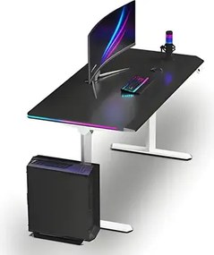ULTRADESK Quest bílá černá / Herní stůl / 140 x 70 cm / 72-120 cm / el