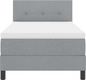 Postel s boxspringem s čelo Světle šedá 100 x 200 cm textil 3338664