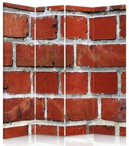 Ozdobný paraván Textura stěny Brick - 145x170 cm, čtyřdílný, klasický paraván