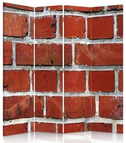 Ozdobný paraván Textura stěny Brick - 145x170 cm, čtyřdílný, obustranný paraván 360°