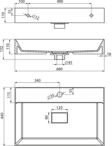 Sapho GODIVA 68 x 44 cm GU068 umyvadlo bílá