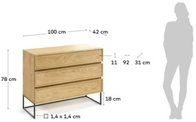 Dubová komoda Kave Home Taiana 100 x 42 cm