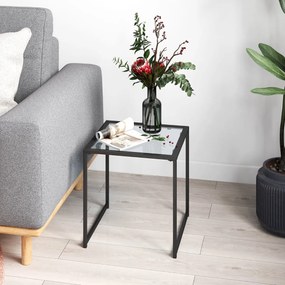 Costway Odkládací stolek malý s deskou z tvrzeného skla – 43 × 43 × 45 cm, černý