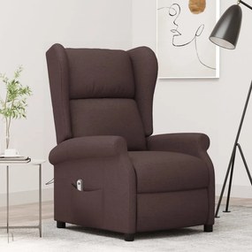 Elektrické polohovací křeslo ušák tmavě hnědé textil 3098324