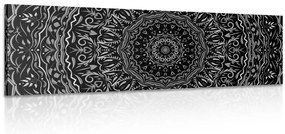 Obraz Mandala ve vintage stylu v černobílém provedení - 150x50 cm
