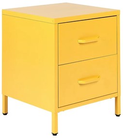 Ocelový noční stolek se 2 zásuvkami žlutý MALAVI Beliani