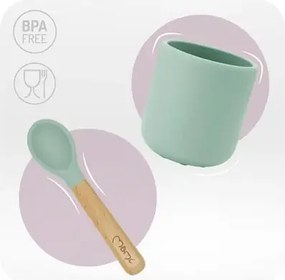 MoMi AMI zelený / Dětský silikonový jídelní set