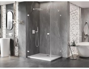 Mexen Lunar-B, výklopný sprchový kout levý 100 x 70 cm, 8mm čiré sklo, bílý profil, 832-100-070-20-00-L