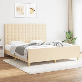 Rám postele s čelem krémový 180x200 cm textil 3125402