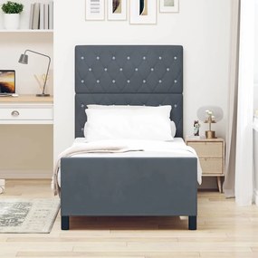 Postel s boxspringem s čelo Tmavě šedá 100 x 200 cm samet 3344856