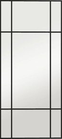 HOMCOM Nástěnné zrcadlo, dekorativní zrcadlo s kovovým rámem, černé pruhy, vrstvené sklo, 50Š x 2H x 110V cm
