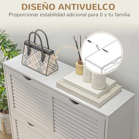 HOMCOM Moderní Botník se 2 Vytahovacími Zásuvkami a Nastavitelnými Policemi pro 16 Párů Bot, Úzký Botník do Předsíně 81,5x25x83 cm Bílý