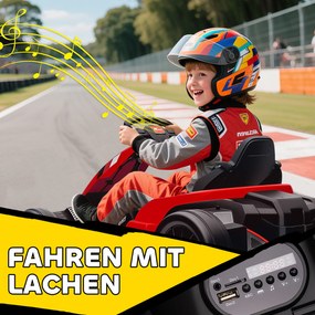 AIYAPLAY 24 V elektrické Go-Kart pro děti do 18 km/h, Gokart s drift funkcí, drift-kart s 2 motory, nastavitelná sedačka, červená
