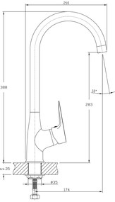 Aqualine, LOTTA stojánková dřezová baterie, černá matná, LT603B