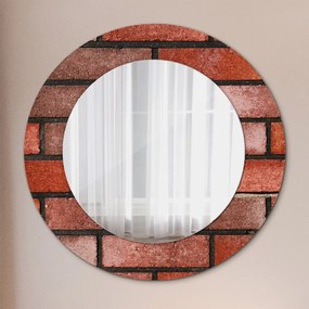 Kulaté zrcadlo tištěný rám Červená cihla fi 50 cm