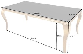 Designový jídelní stůl Rococo 200 cm černý / zlatý