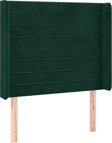 Box spring postel s matrací a LED tmavě zelená 90x200 cm samet 3139604