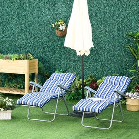 Outsunny 2kusová sada lehátek s polštáři, skládací sluneční lehátko, 5 stupňů nastavení opěradla, zahradní lehátko, zahradní nábytek, ocel, polyester…