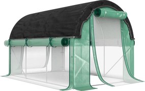 Outsunny Skleník 3 x 2 m Fóliový Skleník se 6 Okny, Rolovacími Dveřmi a Bočními Stěnami, UV-Odolný Fóliový Tunel, Zimní Skleník pro Rajčata s Ukotven…