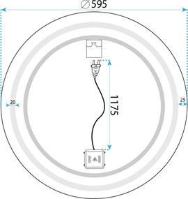 Kulaté dotykové zrcadlo s LED osvětlením MMJ 60 cm černé
