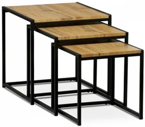 Odkládací stolky konferenční 3 ks divoký dub kov černý AF-3003 OAK